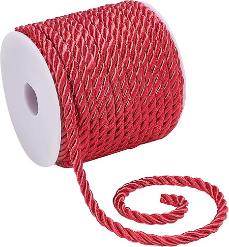 Amazon.com: PH PandaHall 19.6 Yard Red Silk Rope 3-Ply Christmas ...