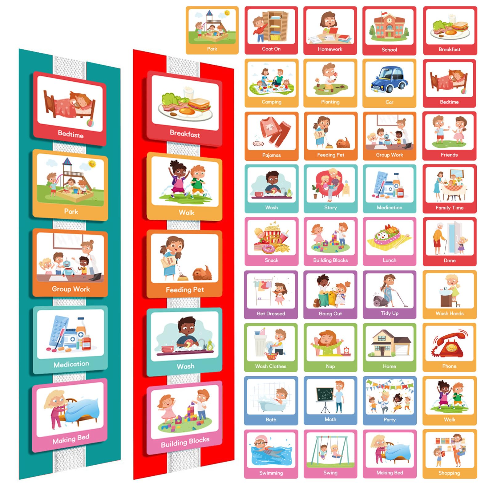 Visual Timetable with 60pcs Pecs Cards, Daily Routine Chart for ...