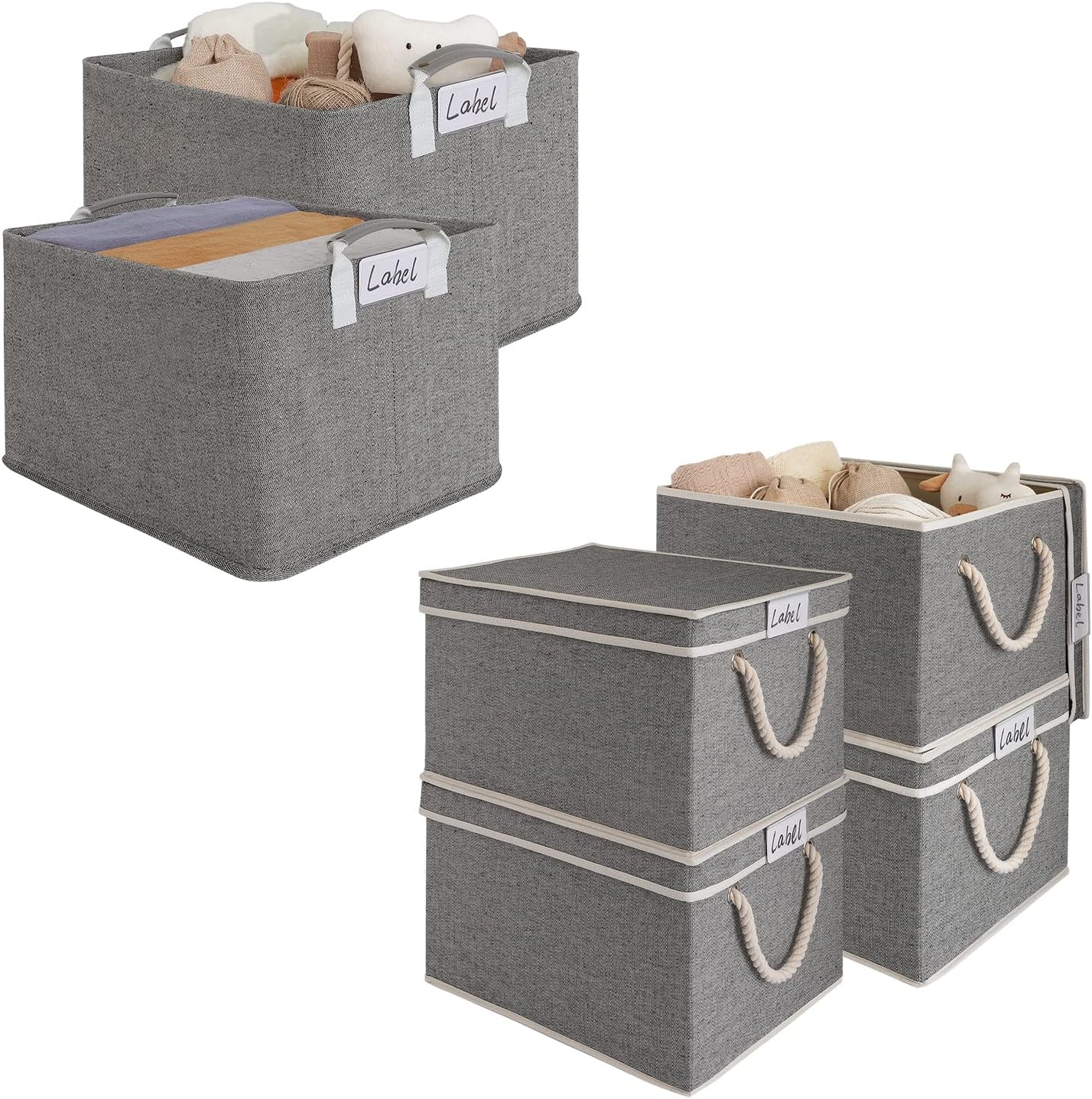 Amazon.com: LoforHoney Home Bundle- Storage Bins with Lids Light Gray ...
