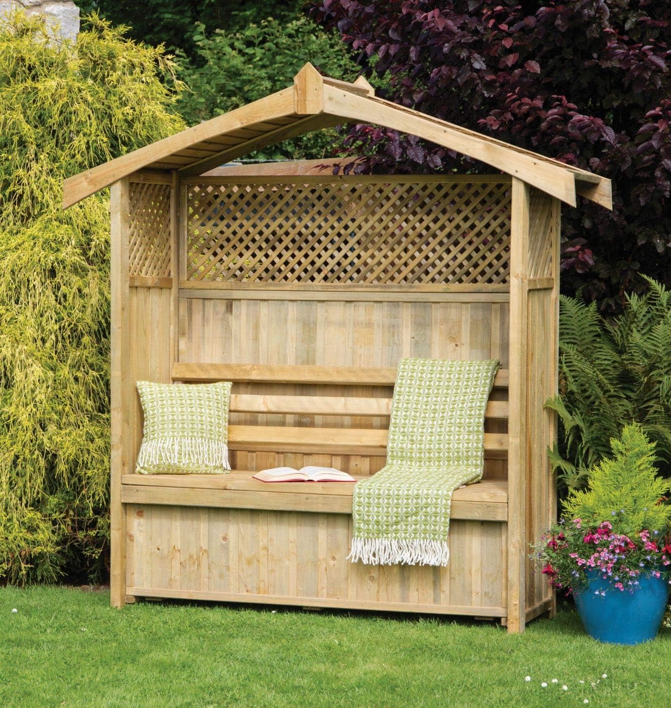 Madrid Garden Arbour Seat Pergola Trellis Wood Arch Bench Corner ...