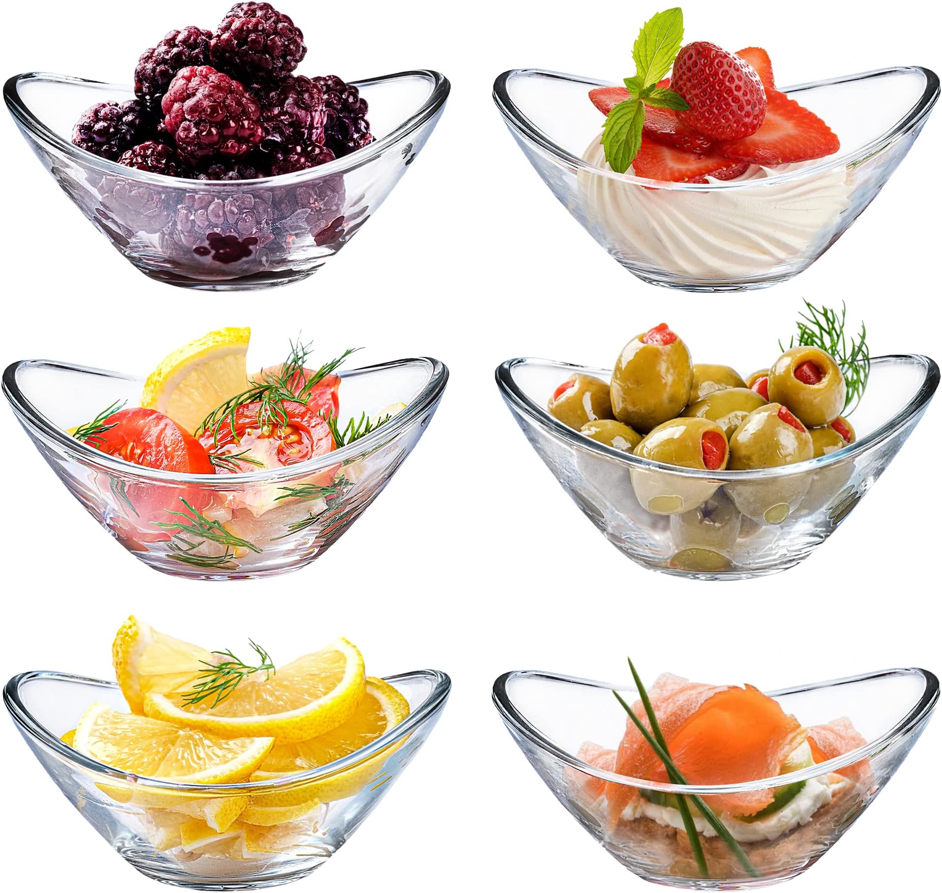 PHRYGIA Glass Dessert Bowls Set of 6,Glass Bowls Set,Glass Ice Cream ...