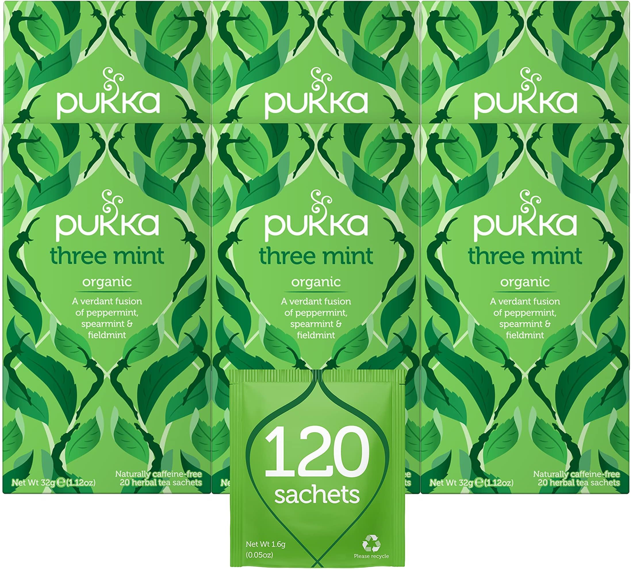 Amazon.com : Pukka Organic Tea Bags, Three Mint Herbal Tea, Perfect for ...