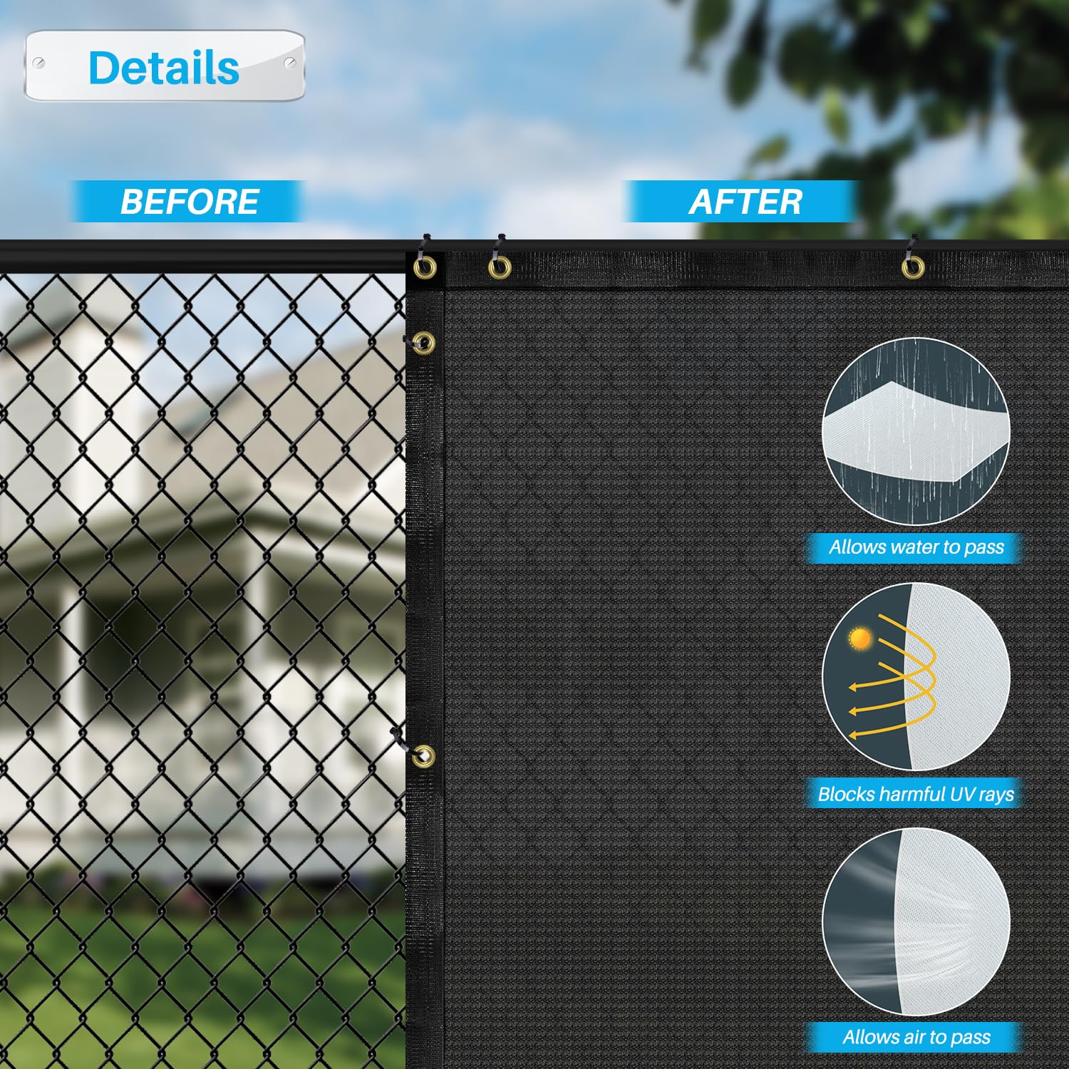 Snapklik.com : Patio 6 X 10 Fence Privacy Screen Black Commercial Grade ...