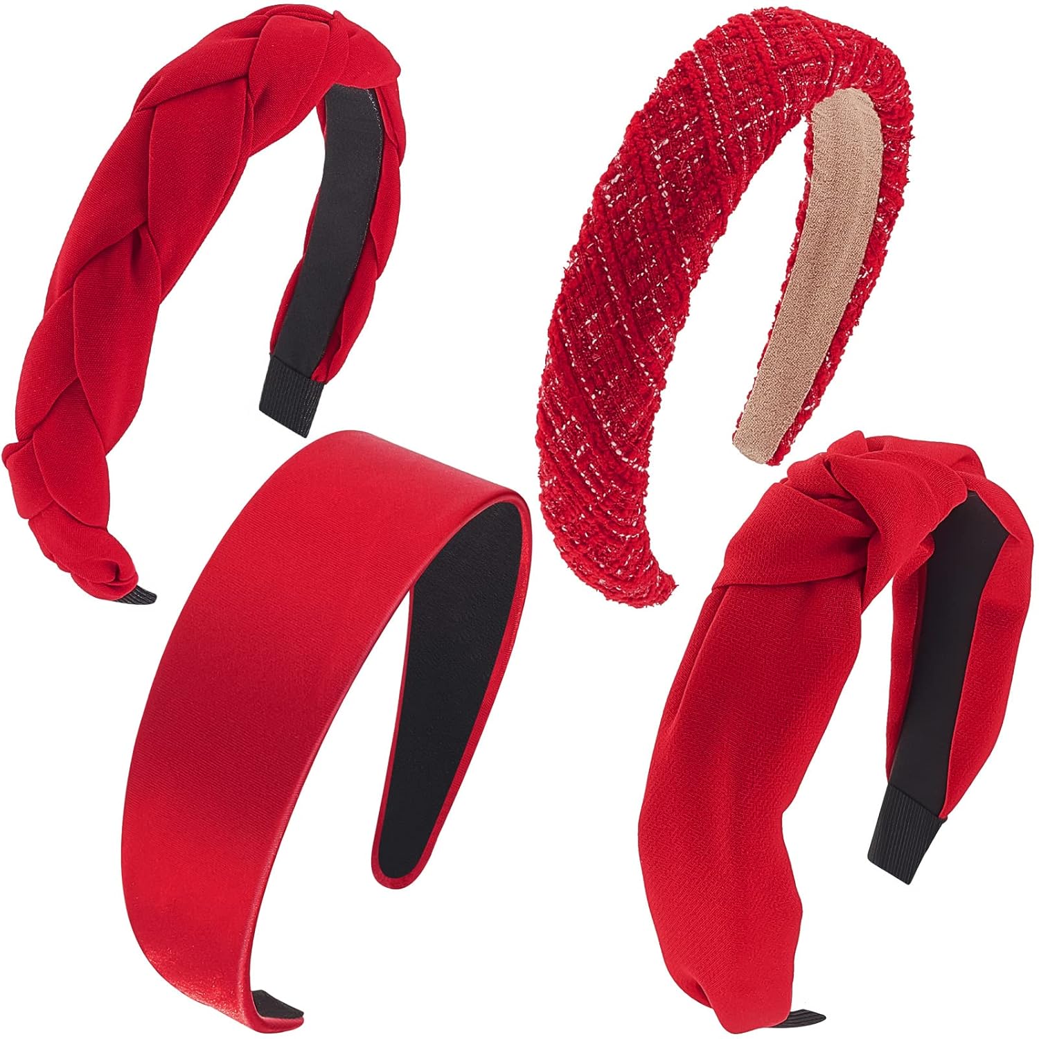 Amazon.com : 4 Pcs Red Headband Red Accessories Knotted Headband Criss ...