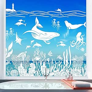 Amazon.com: JarThenaAMCS 9 Sheets Under The Sea Window Clings White ...