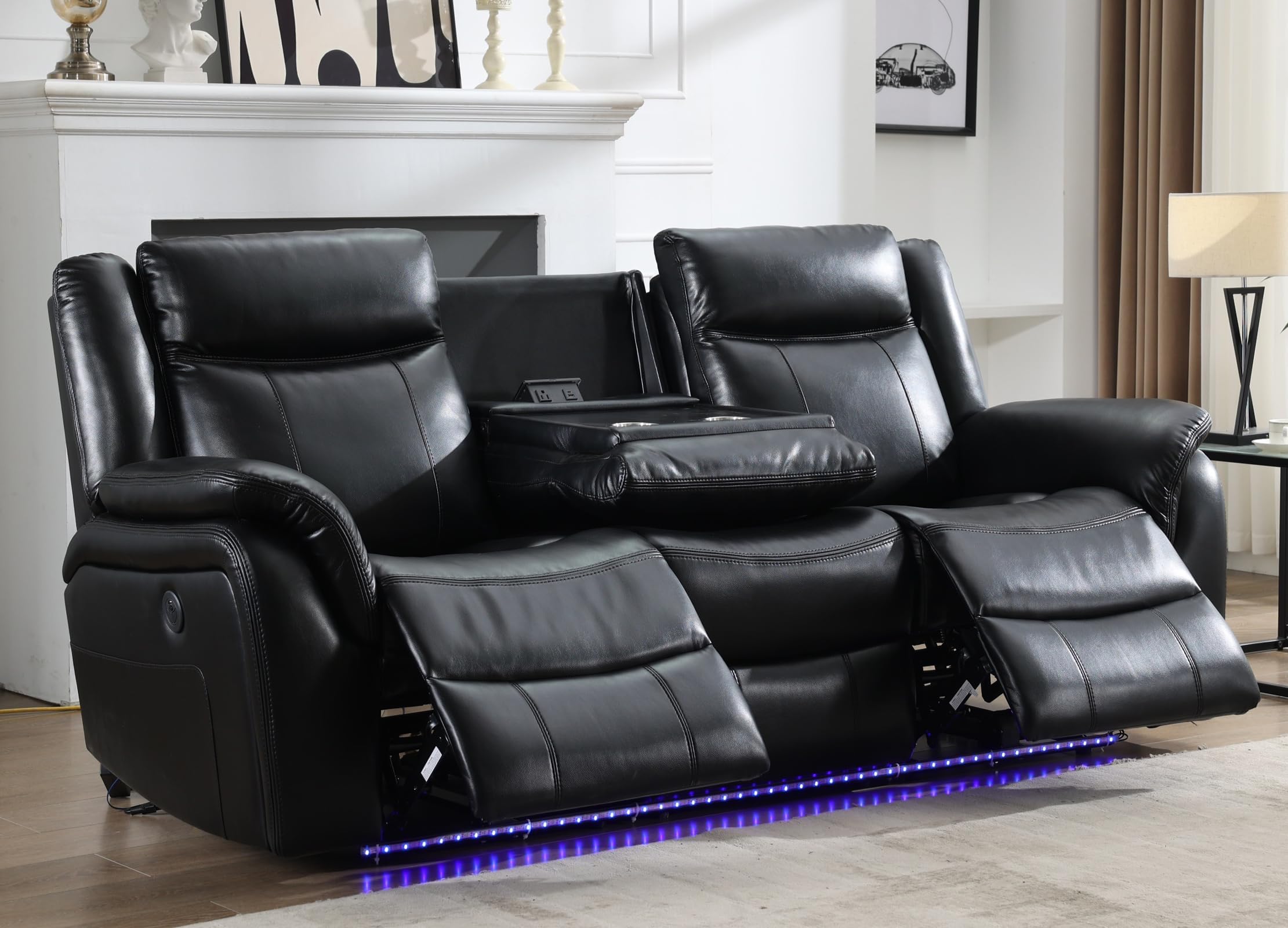 Amazon.com: Power Reclining Sofa Couch with Wireless Charger, 3 Seaters ...