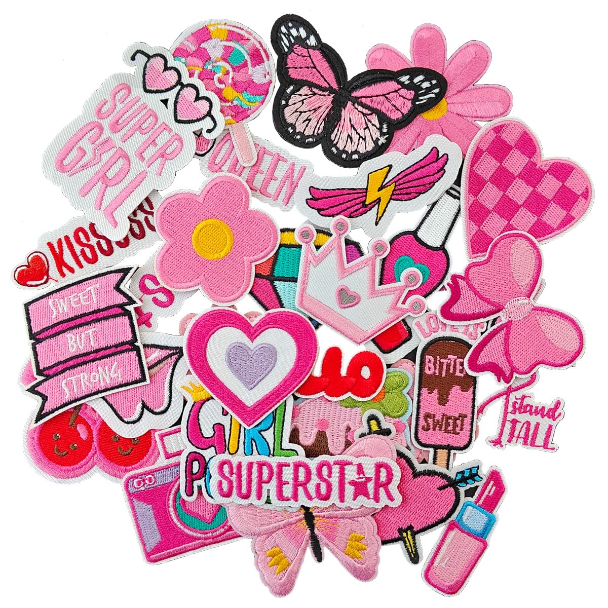 Amazon.com: TACVEL 32 Pieces Pink Iron on Patch, Girls Iron on Patches ...