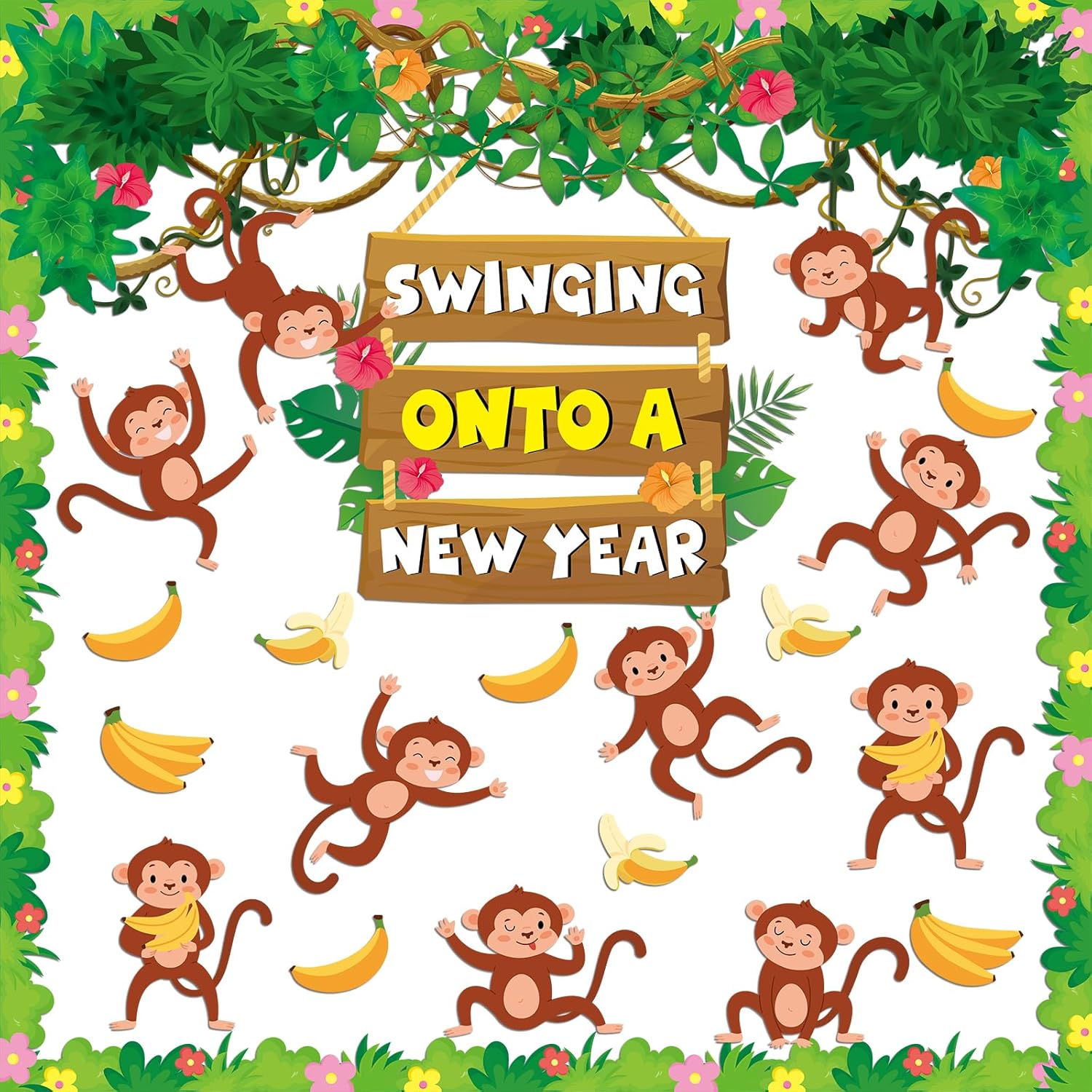 Amazon.com: Monkey Bulletin Board Set Jungle Classroom Decoration ...