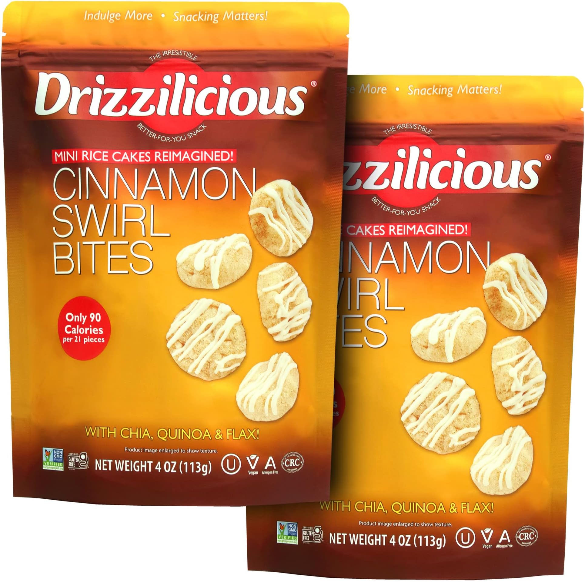 Amazon.com: Drizzilicious Mini Rice Cakes Cinnamon Swirl - Rice Crisps ...