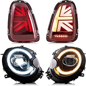 Amazon.com: VLAND LED Projector Headlights & Red Tail Lights Compatible ...
