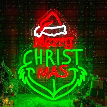 Amazon.com: Merry Christmas Neon Sign Santa Hat Neon Light for Wall ...