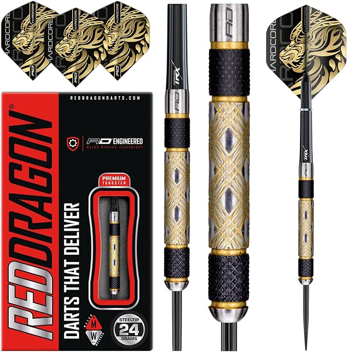 Red Dragon Golden Eye 1: 24g - Tungsten Darts with Flights and Stems ...