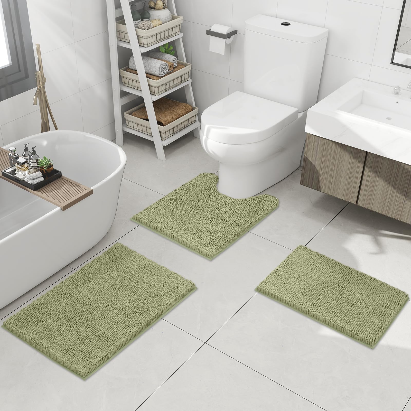 Amazon.com: Hbsmat Bathroom Rug Set 3 Pieces Luxuriously Soft, Highly ...