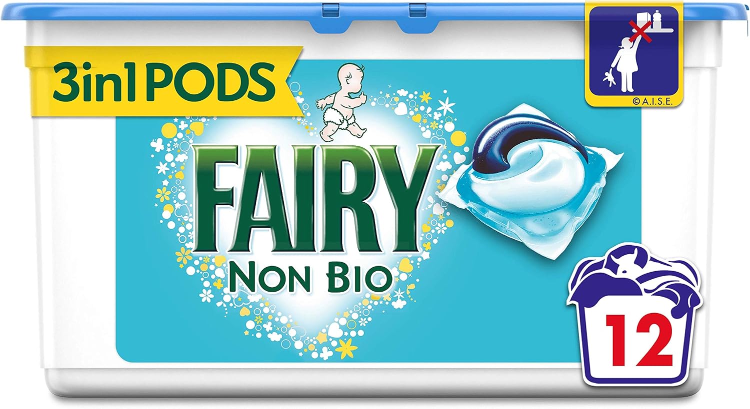 Fairy Non Bio Pods Washing Liquid Capsules for Sensitive Skin, 12 ...