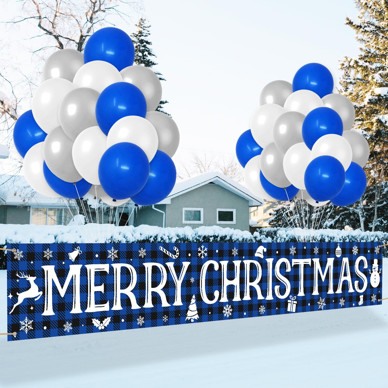Amazon.com : Christmas Decorations Blue Outdoor Christmas Banner ...