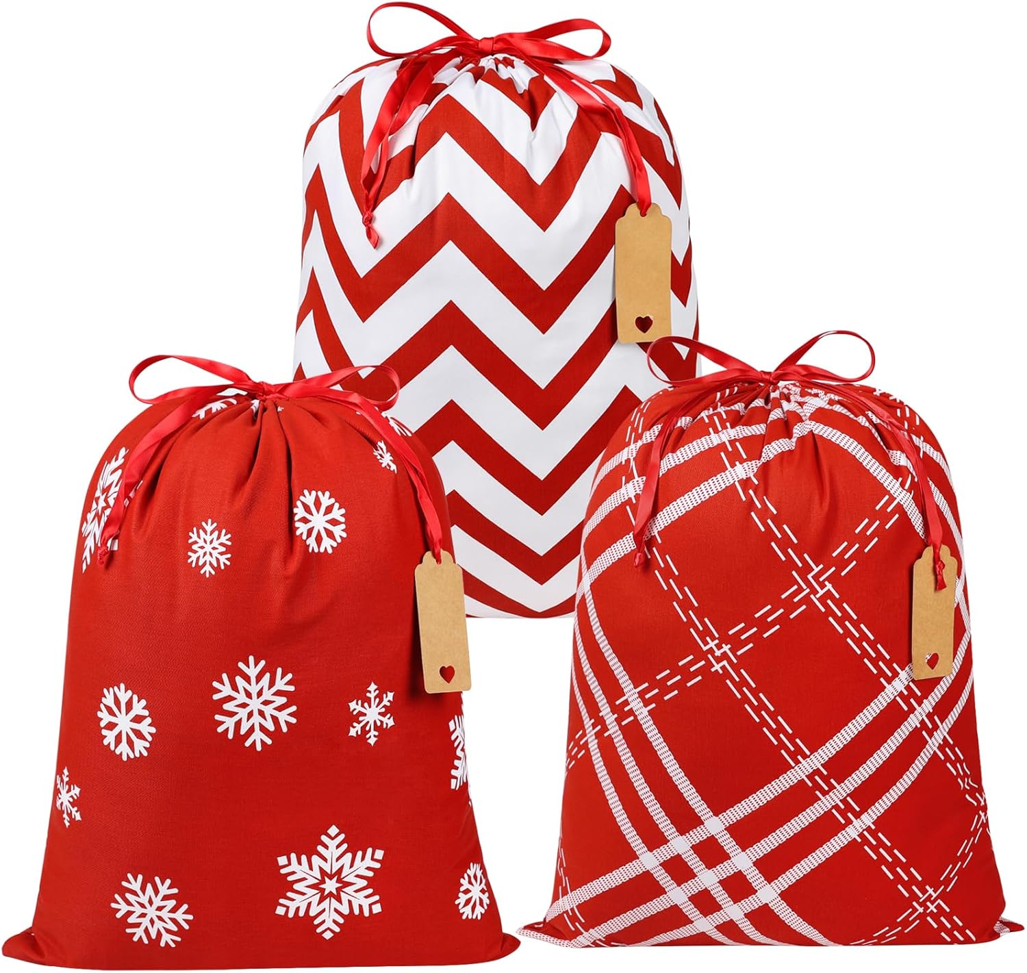 Amazon.com: Shintop Cotton Christmas Gift Bags Drawstring, 3pcs ...