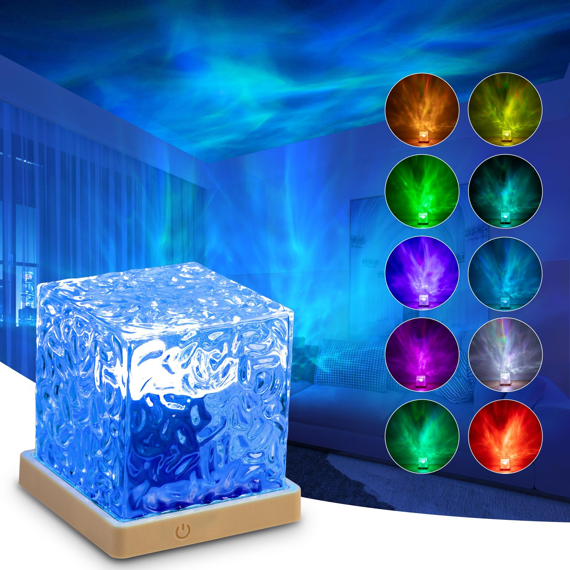 Northern Night Lights Projector with Remote, 16 Colors Ocean Wave ...