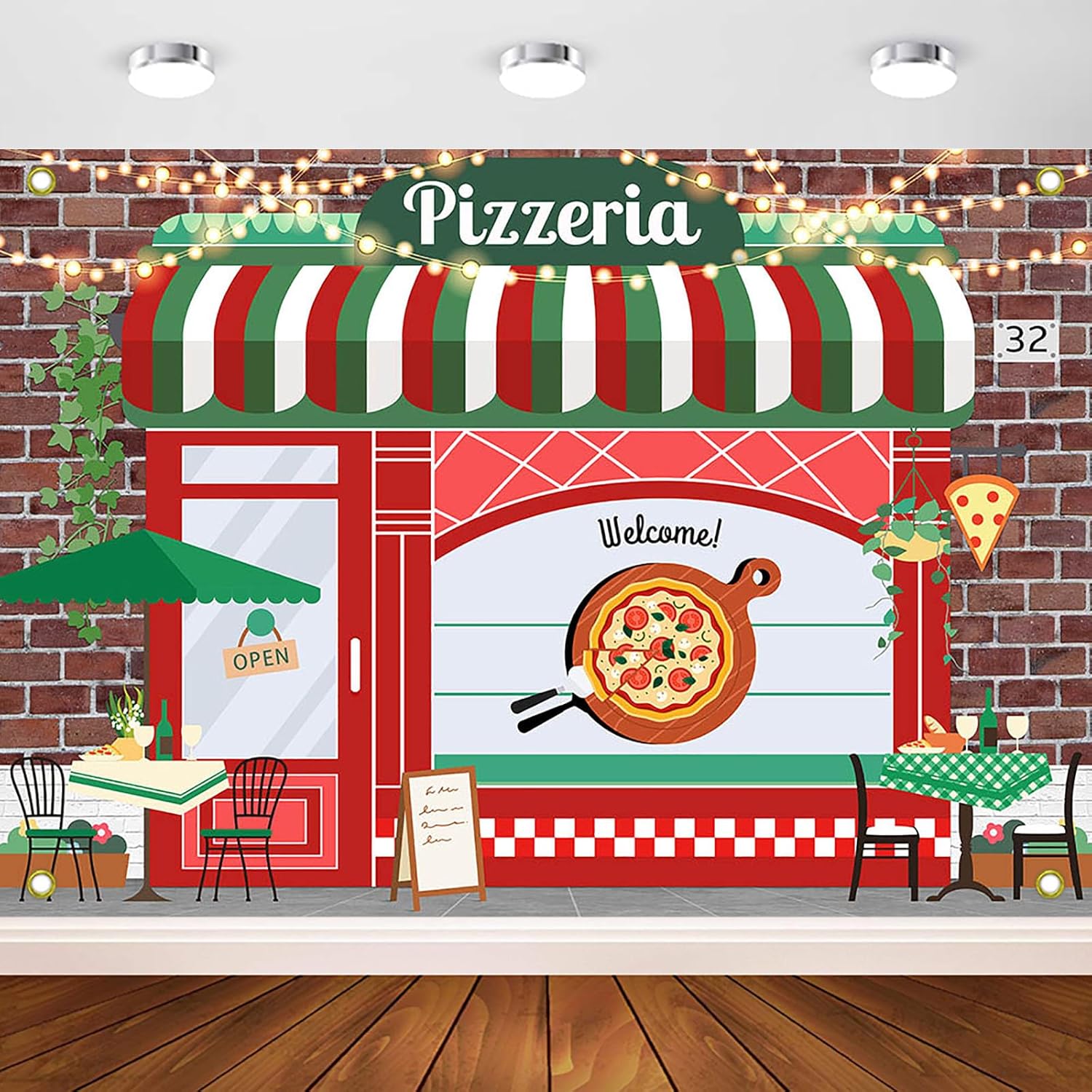 Amazon.com : Avezano Pizza Shop Backdrop Pizza Party Food Newborn Baby ...