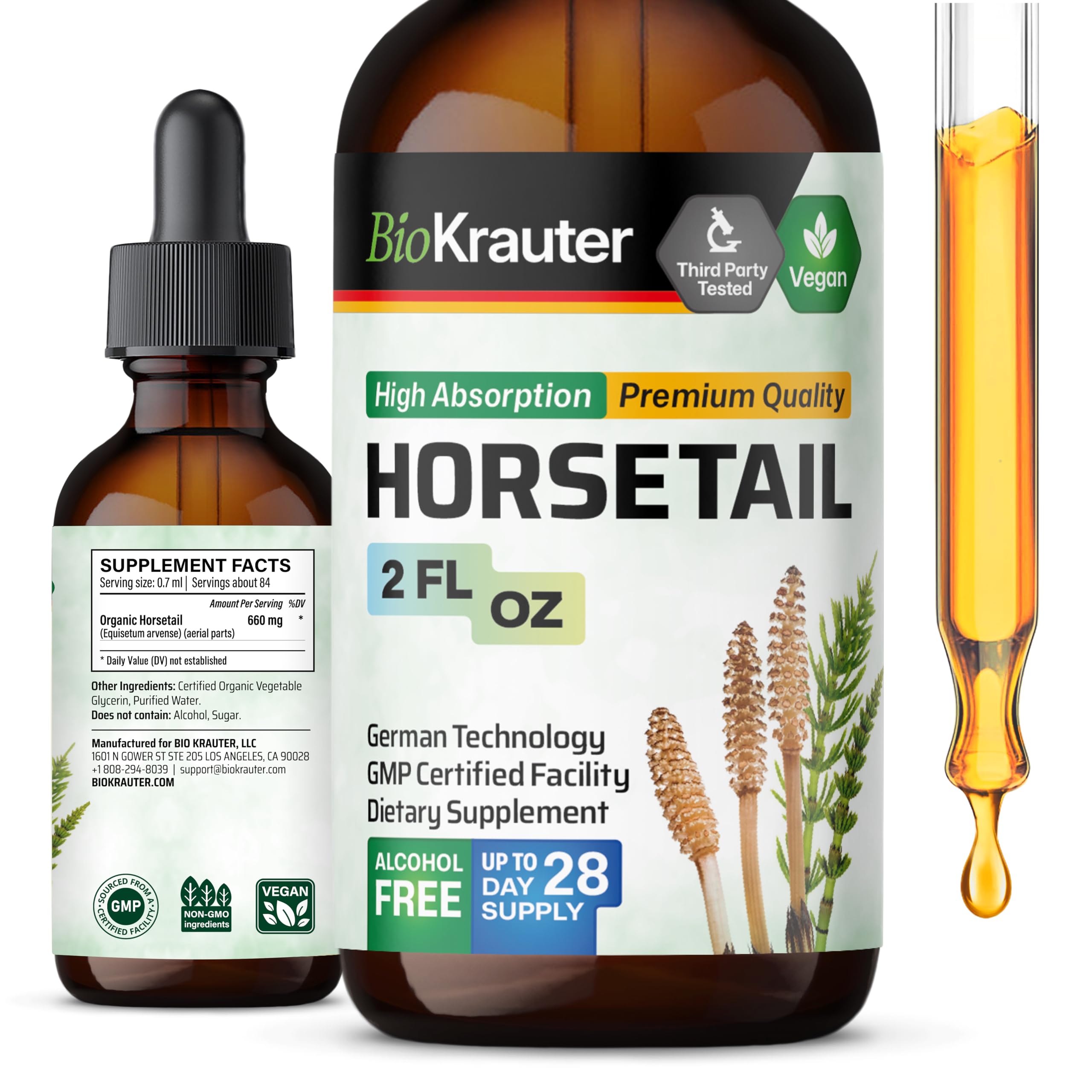 Amazon.com: BIO KRAUTER Horsetail Tincture - Horsetail Herb for Hair ...