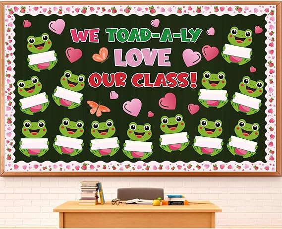 Amazon.com: Valentine's Day Frog Bulletin Board Classroom Decorations ...
