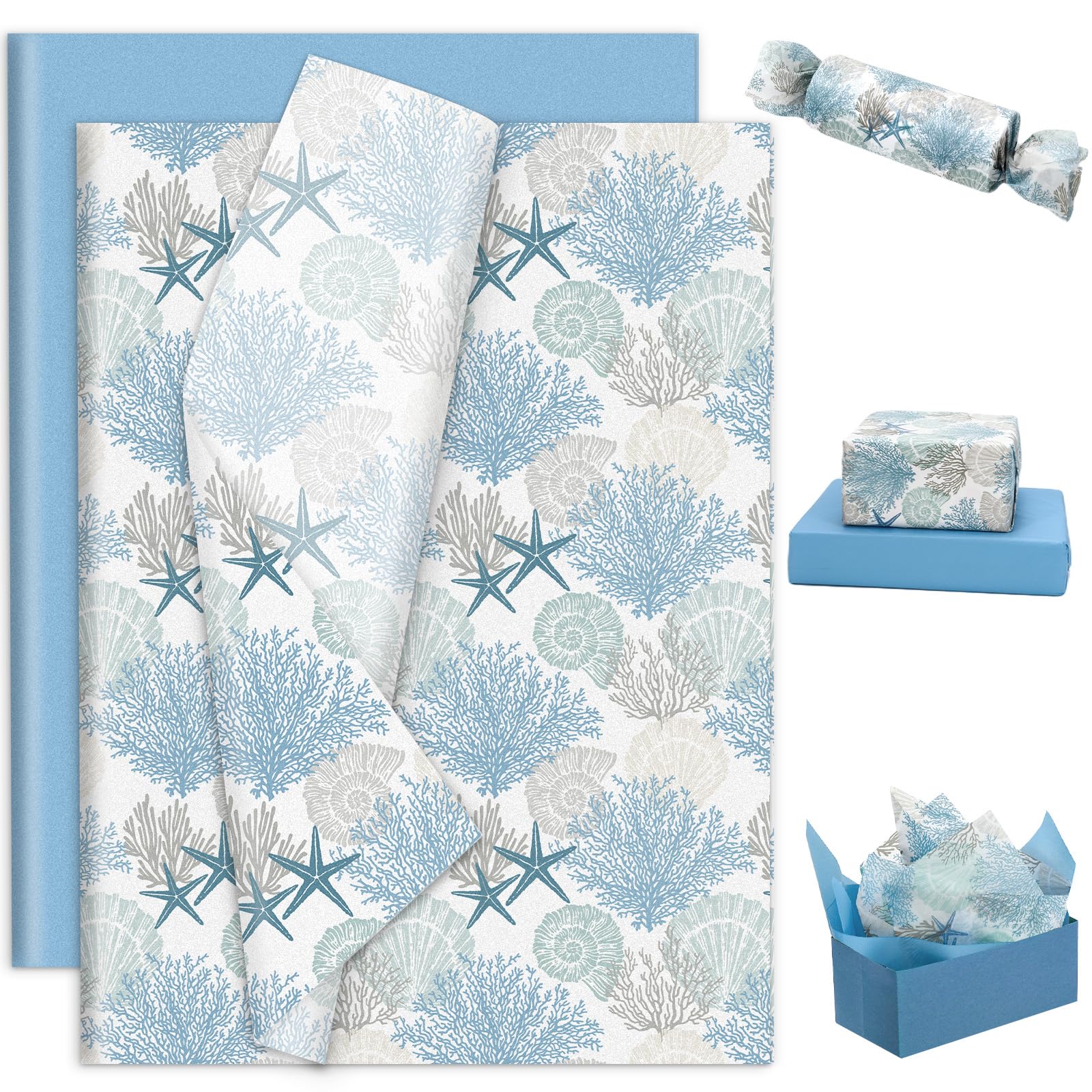 Amazon.com: Generic AnyDesign 100 Sheets Coral Seashell Starfish Tissue ...