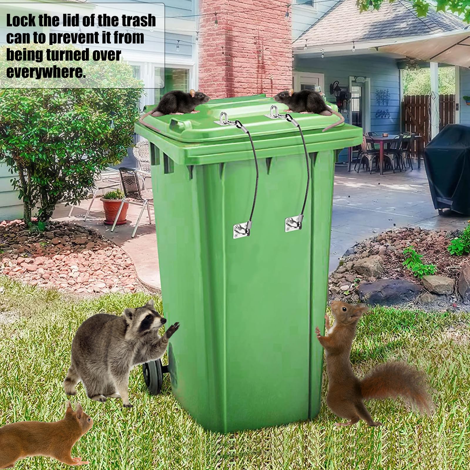 Snapklik.com : 2 Packs Trash Can Lock Heavy Duty Outdoor Garbage Trash ...