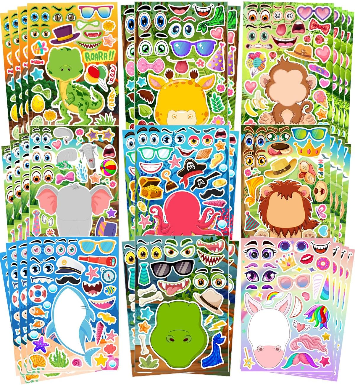 Amazon.com: KARSLORA Stickers for Kids, 36 Sheets Make a Face Stickers ...
