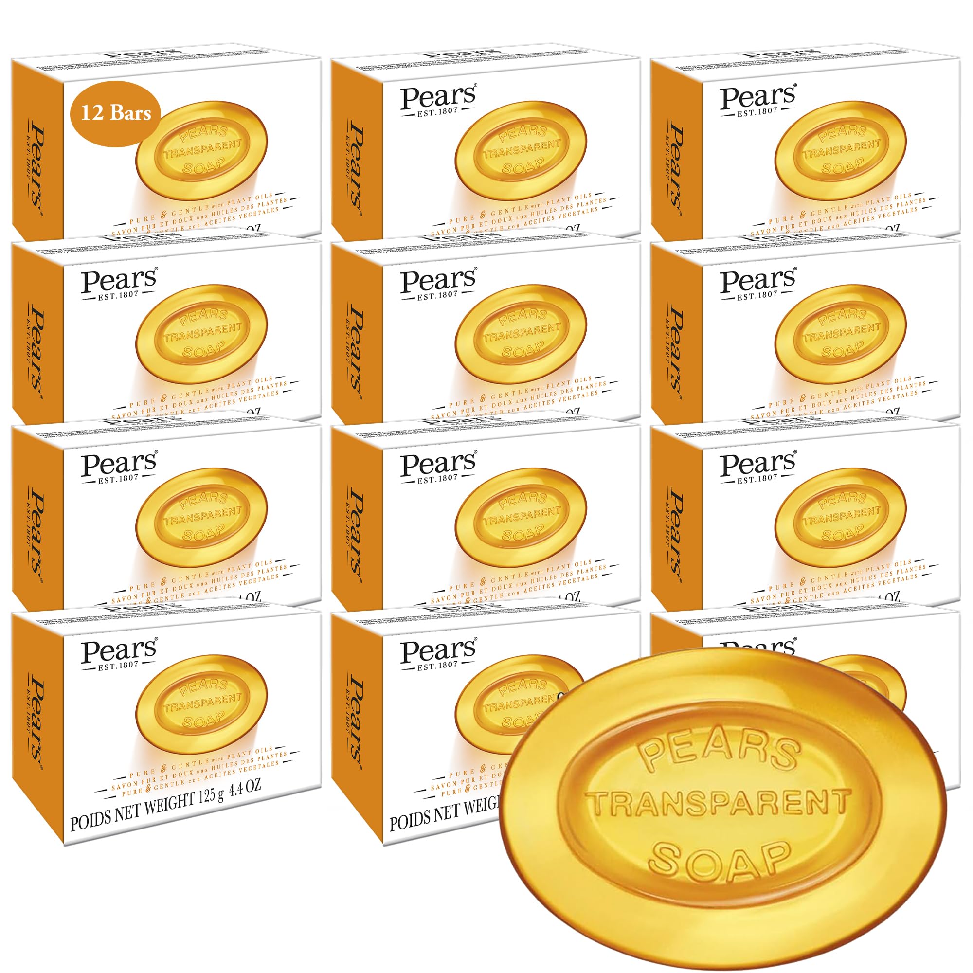 Amazon.com : Pears Soap, Face & Body Soap, Amber – Pure & Gentle ...