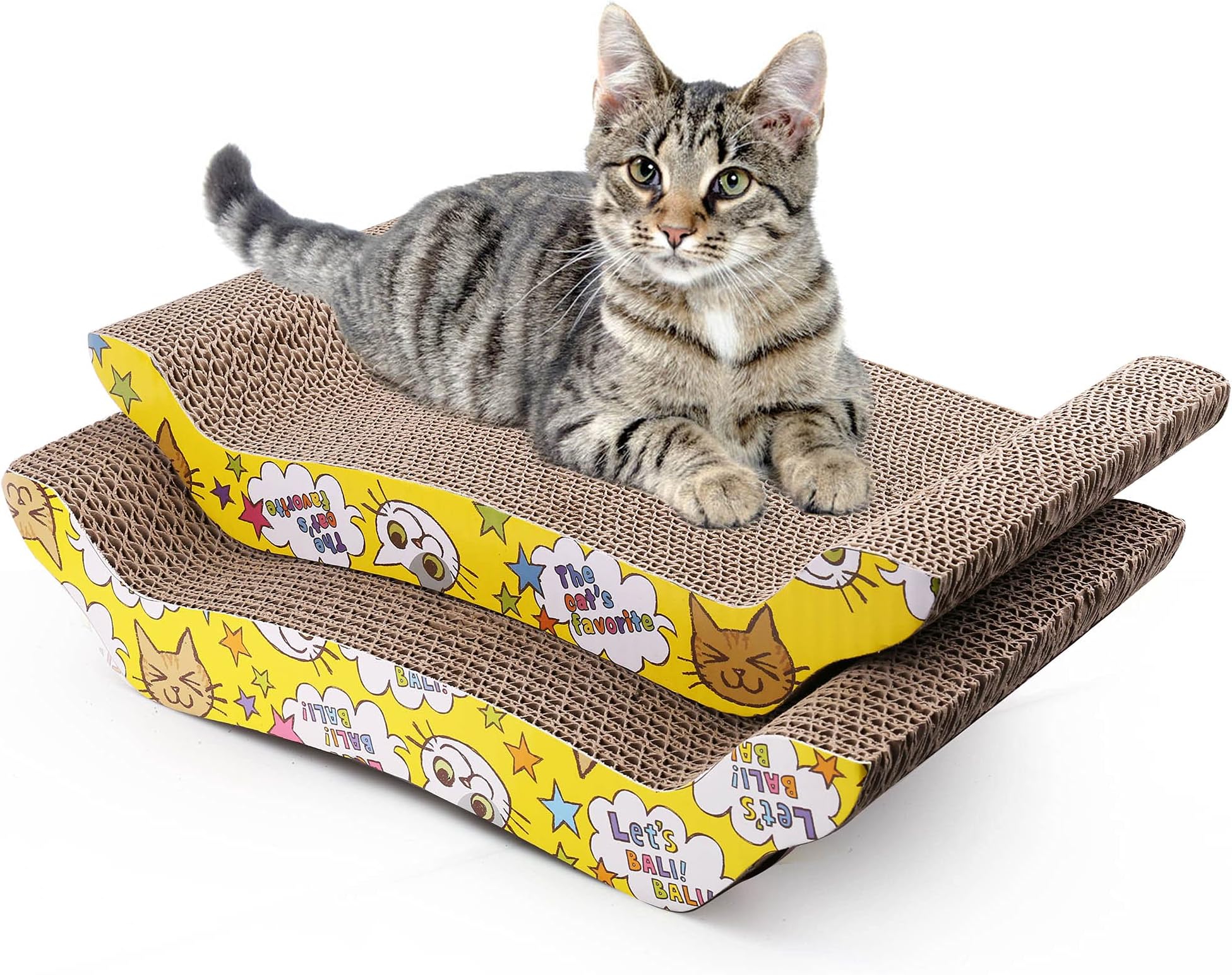 2 Pack Cat Scratcher Cardboard with Catnip, Recycle Corrugated ...
