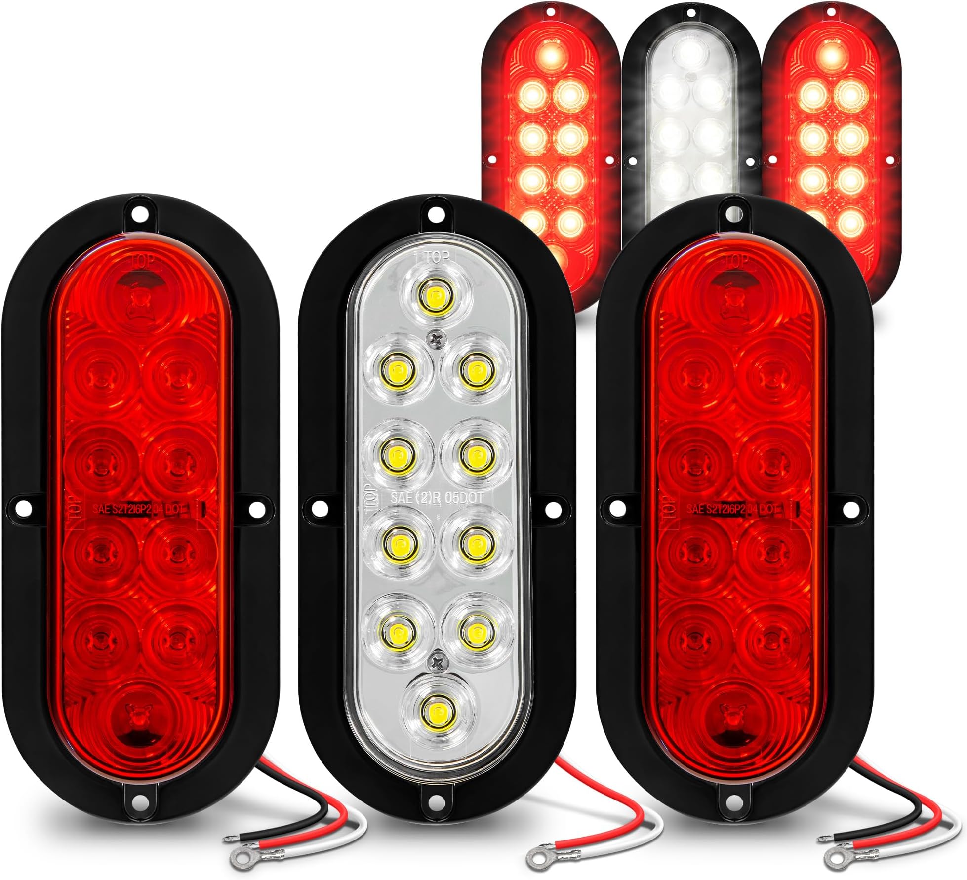 Amazon.com: Partsam 6x Oval LED Trailer Tail Lights 10LEDs 6 Inch 4 Red ...