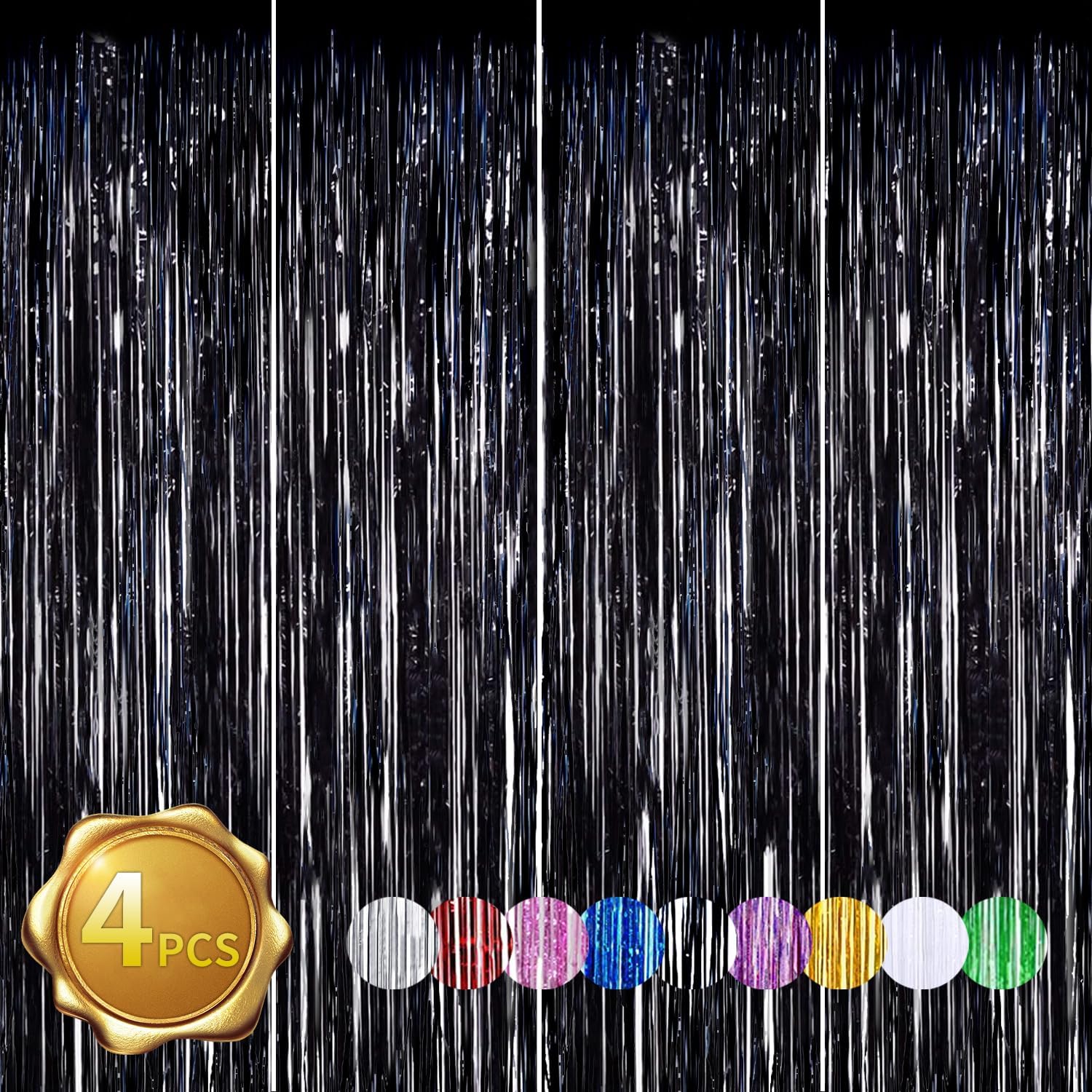 Amazon.com: BEISHIDA 4 Pcs Black Door Streamers Tinsel Curtain Party ...