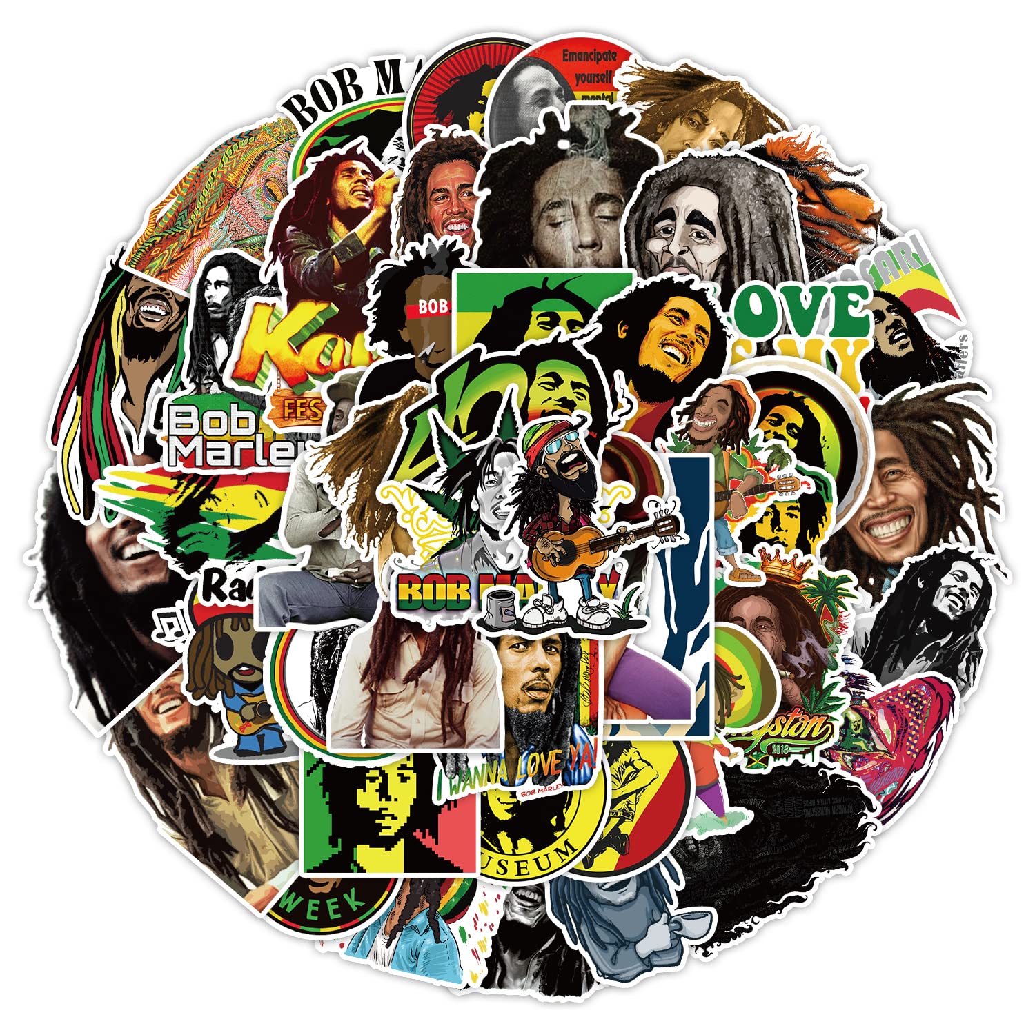 Amazon.com: Marley Rastafa One Love Vintage Stickers - 50 PCS Vinyl ...