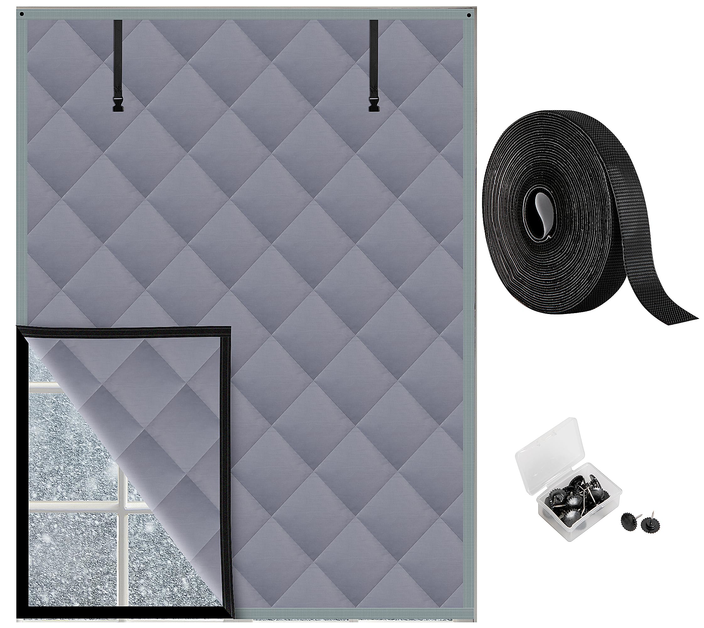 Nkiy Quen 3 Layer Winter Insulated Window Cover-63" x 47" Oxford ...