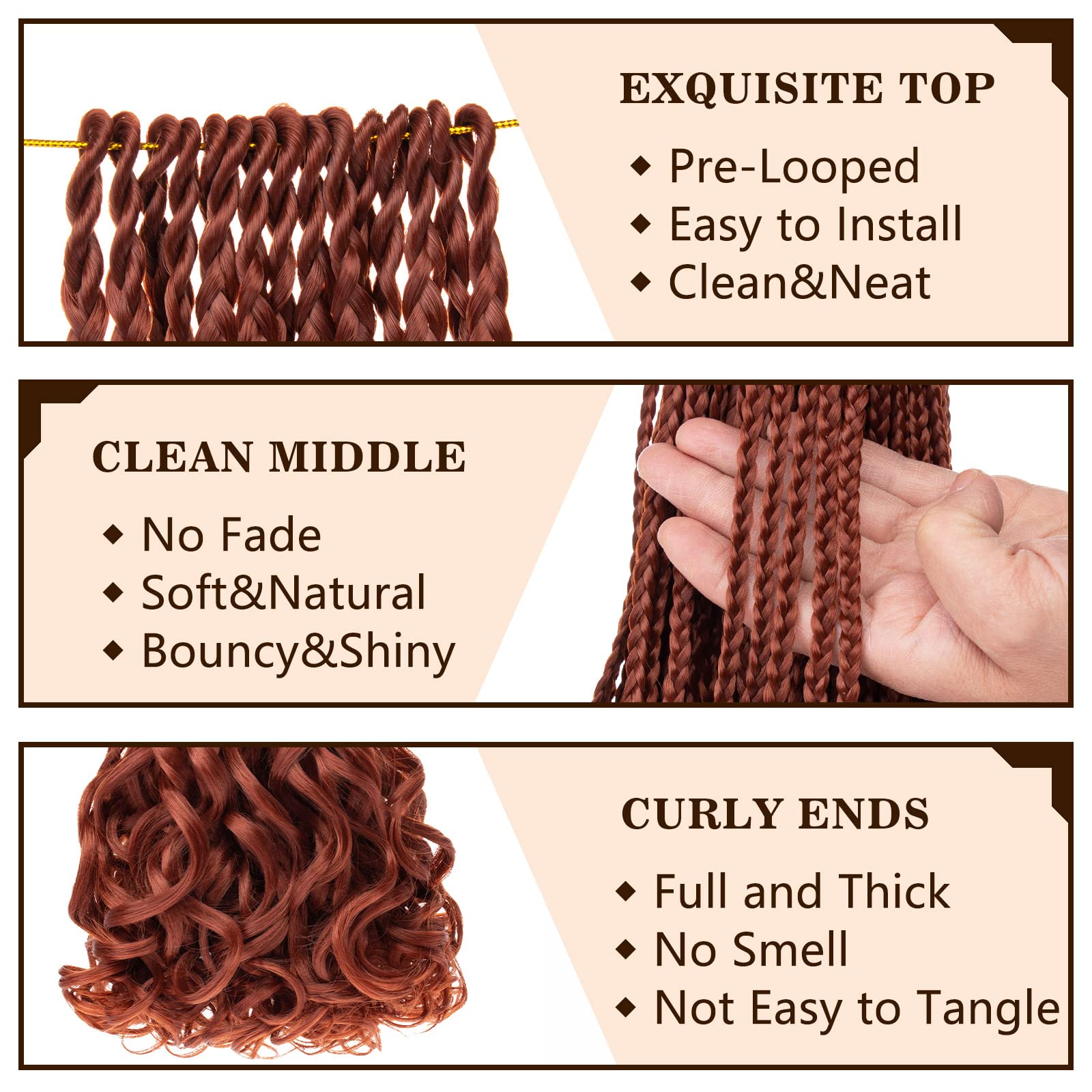 Snapklik.com : 14 Inch 9 Pack Copper Red Pre Looped French Curly Box ...