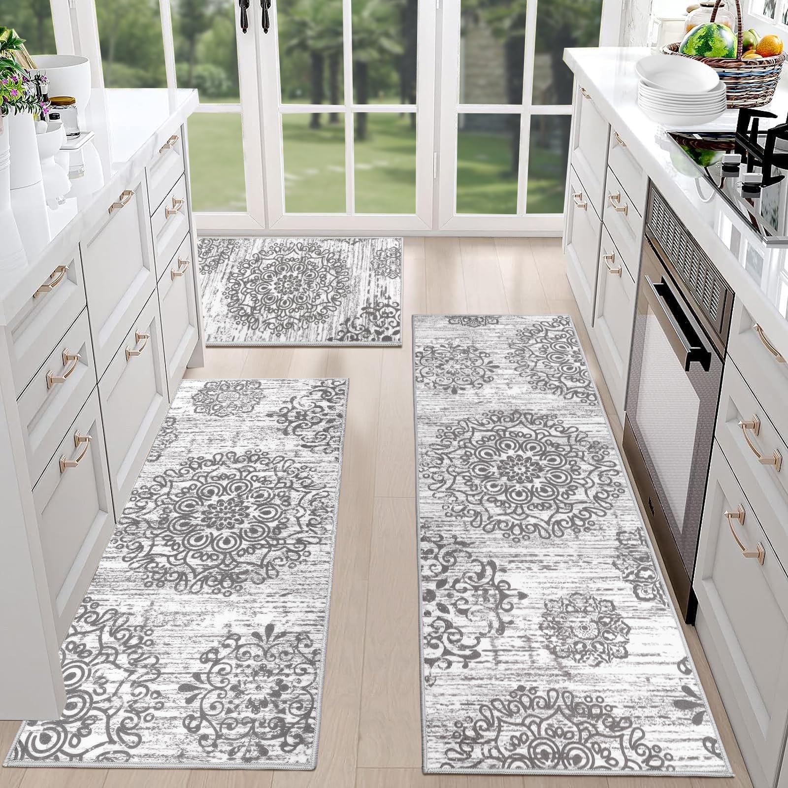 Amazon.com: Pauwer Kitchen Rugs Sets of 3 Non Slip Washable Kitchen ...