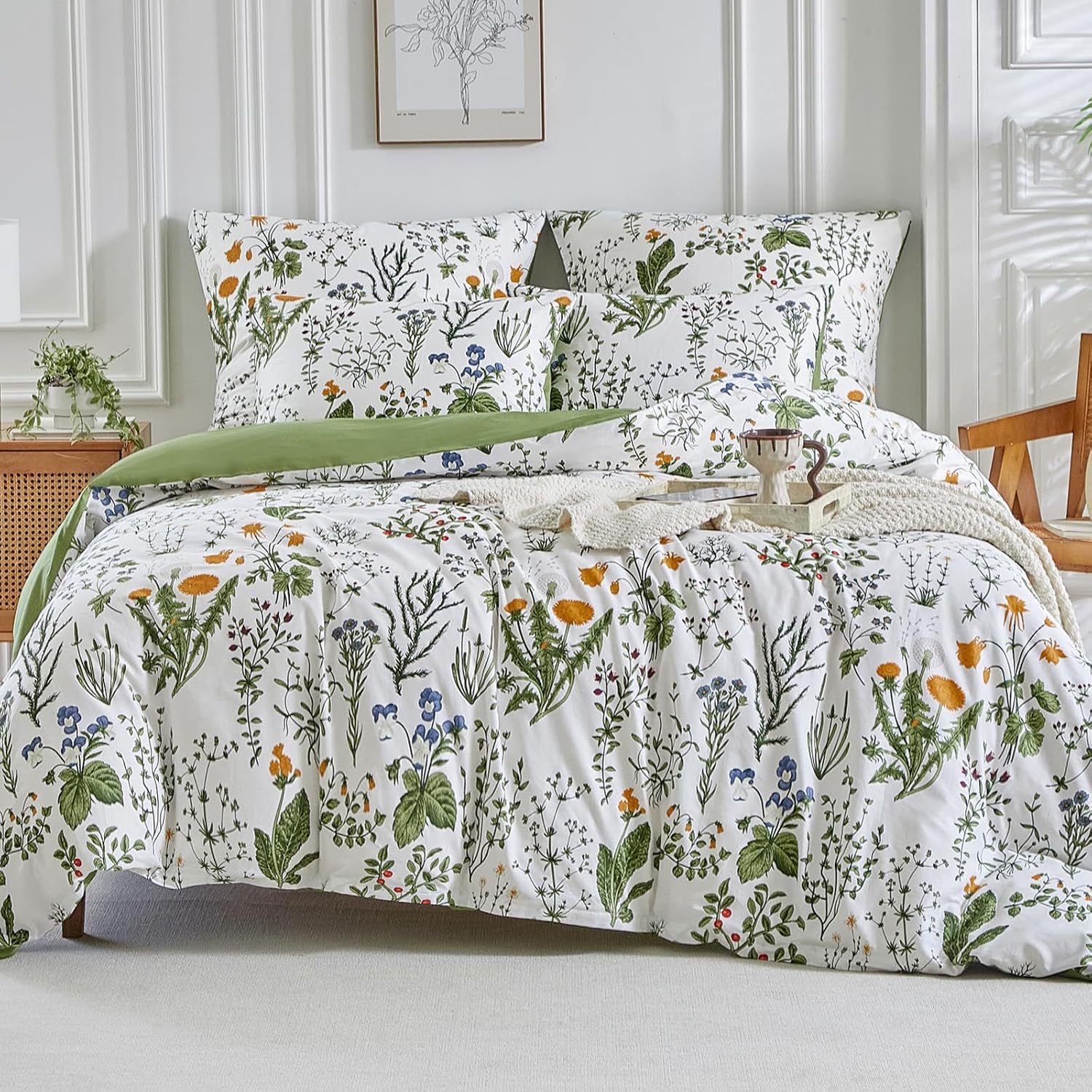 Lekesky 200 Thread Cotton King Size Duvet Cover Sets White Bedding Set ...