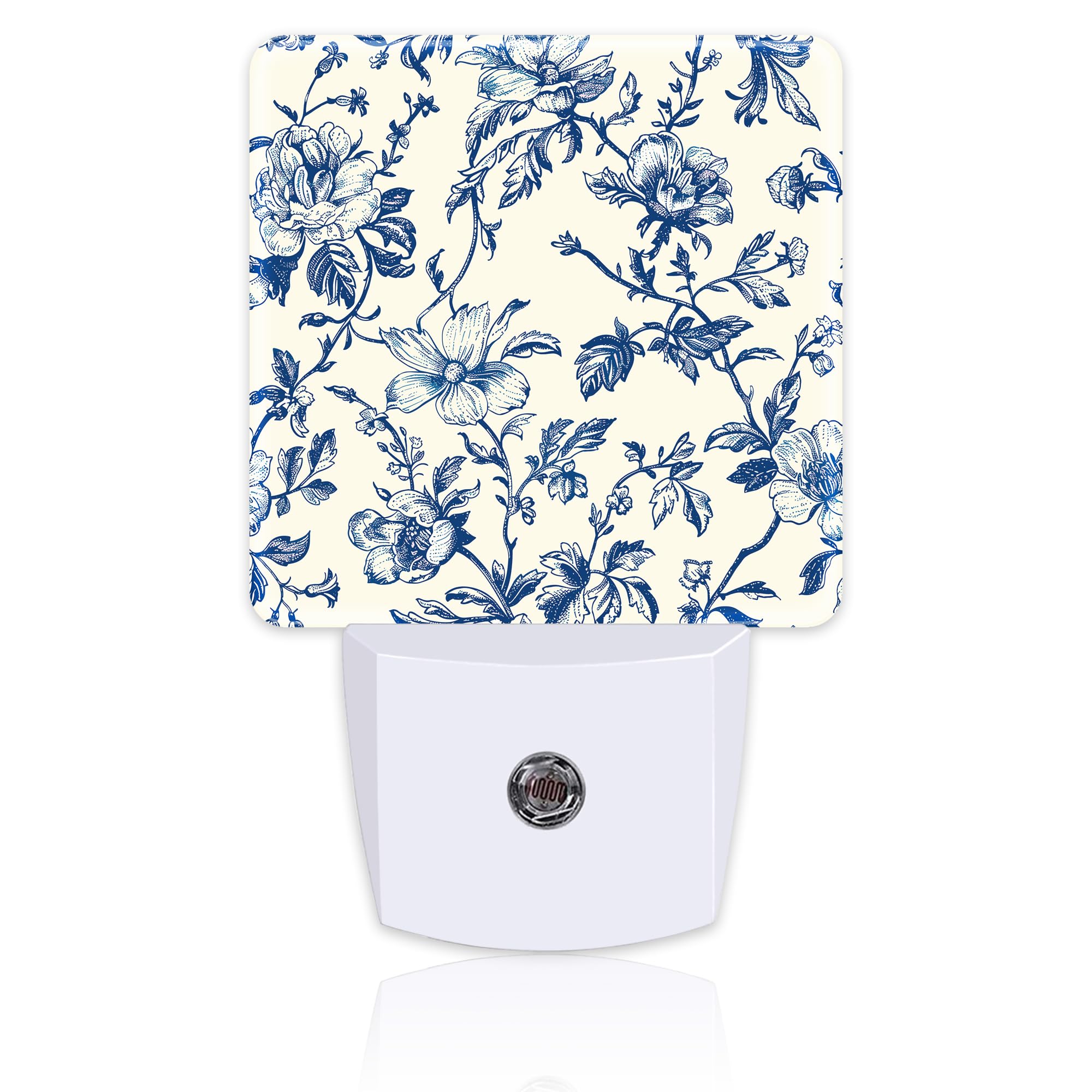 sndheke Vintage Blue Flowers Night Light, Abstract Botanical Floral ...