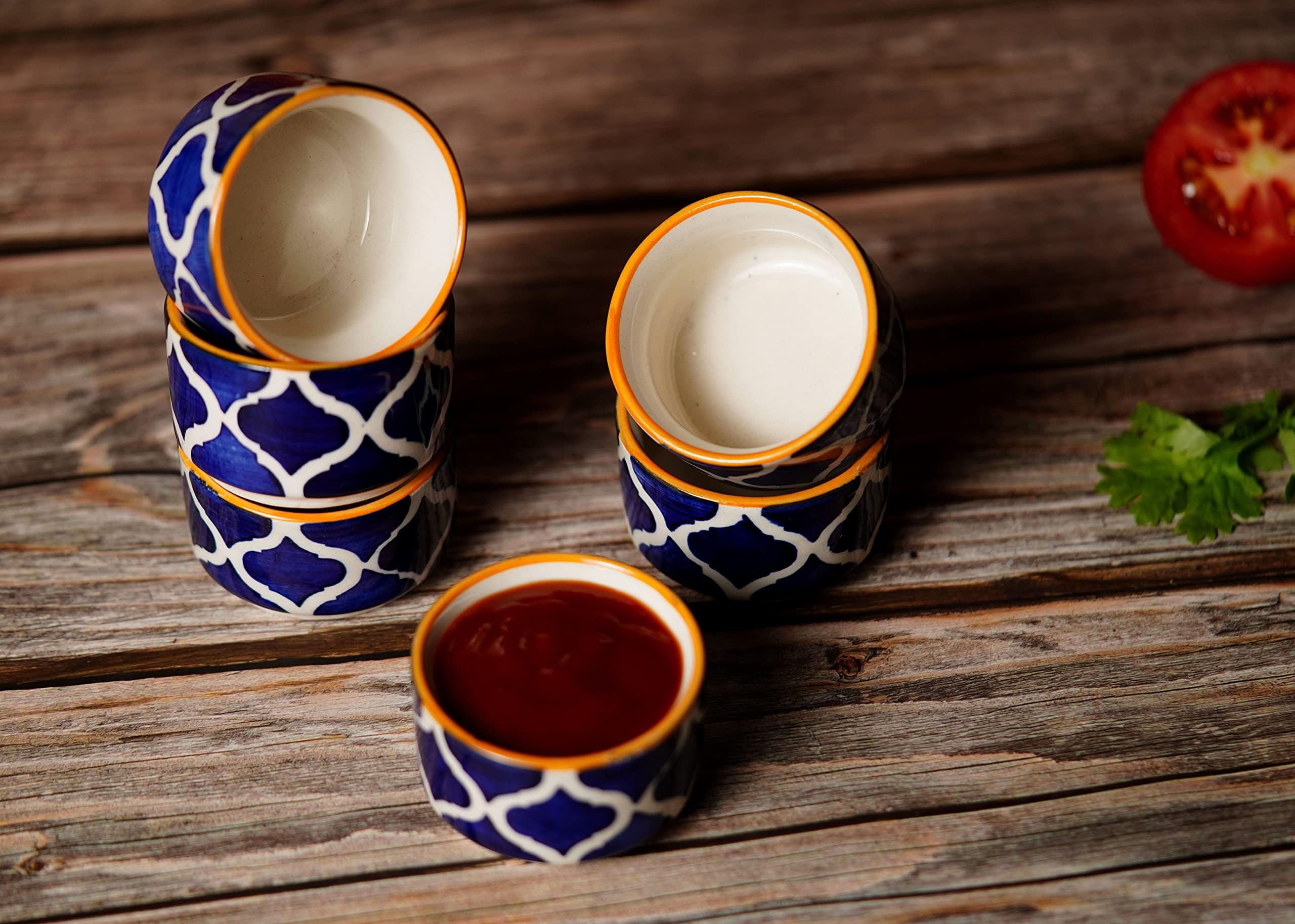Buy ExclusiveLane Ceramic Solid Chutney Bowl Set - 40 ml, Set of 2 ...