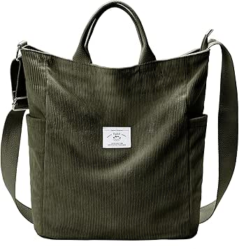 Amazon.com: KALIDI Corduroy Tote Bag, Large Messenger Bag Shoulder Hobo Anti Splash Crossbody ...
