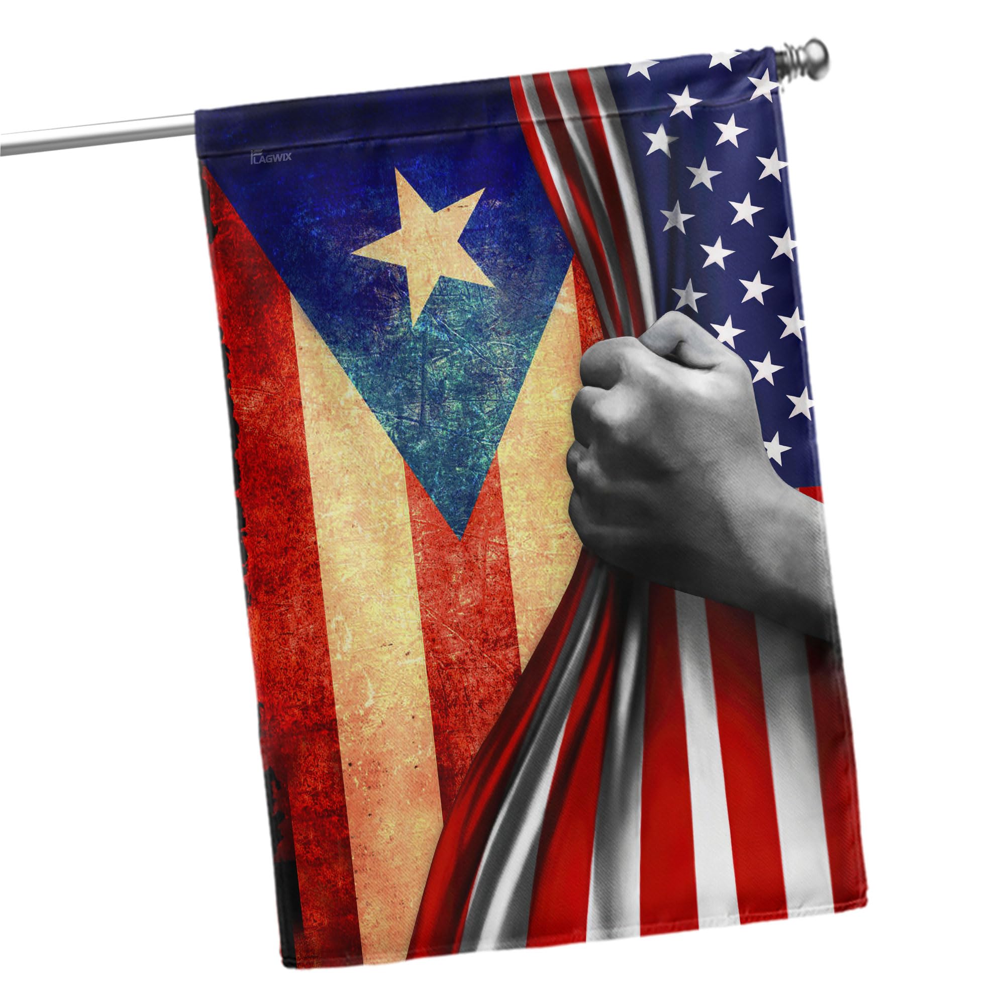 Puerto Rican And American Flag Split American Puerto Rico Wooden Flag