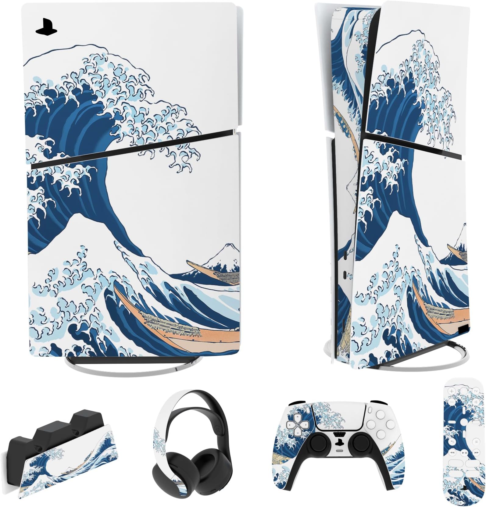Amazon.com: PlayVital Full Set Skin Sticker for ps5 Slim Console ...