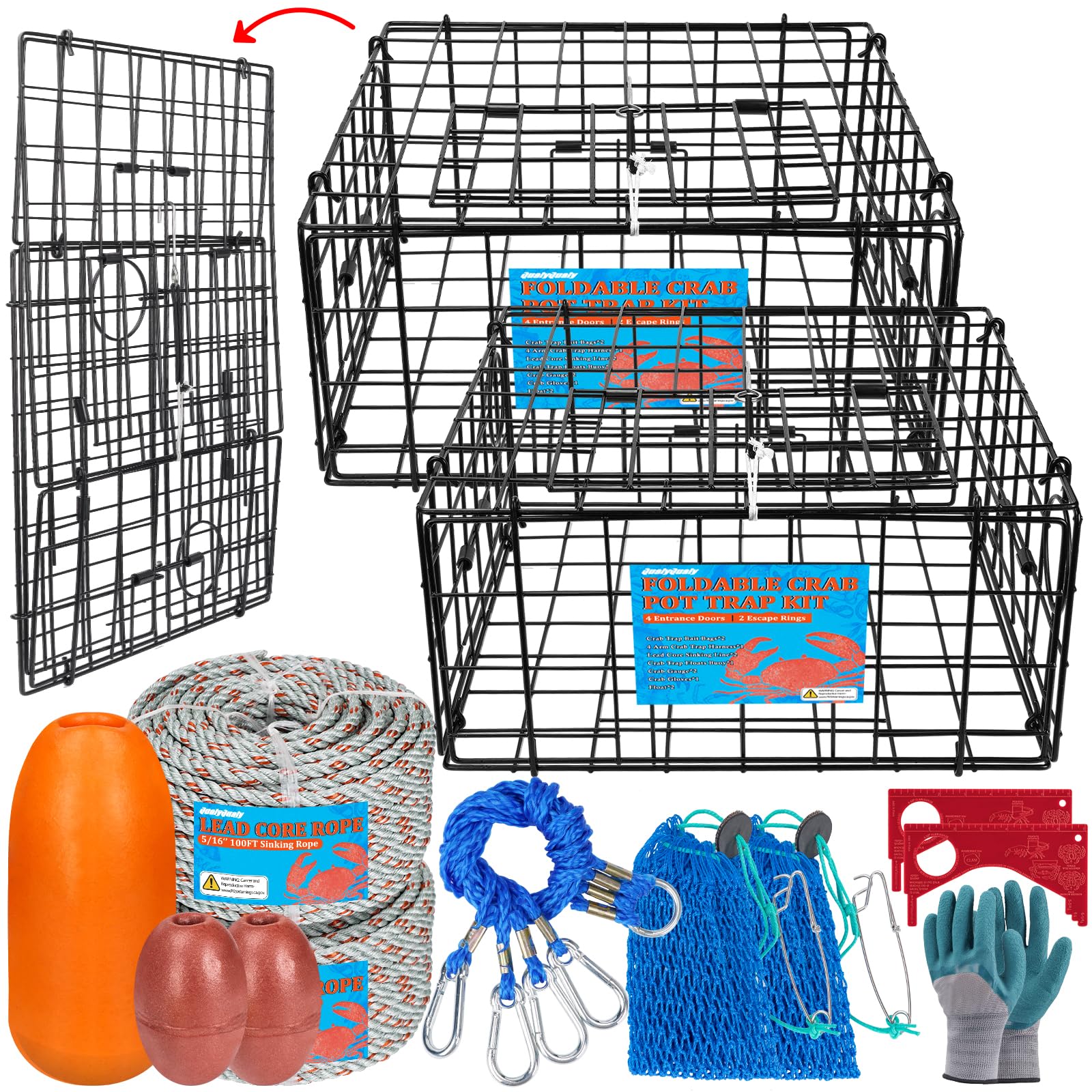 Snapklik.com : 2 Packs Foldable Crab Trap 24", Pacific Heavy Duty Steel ...