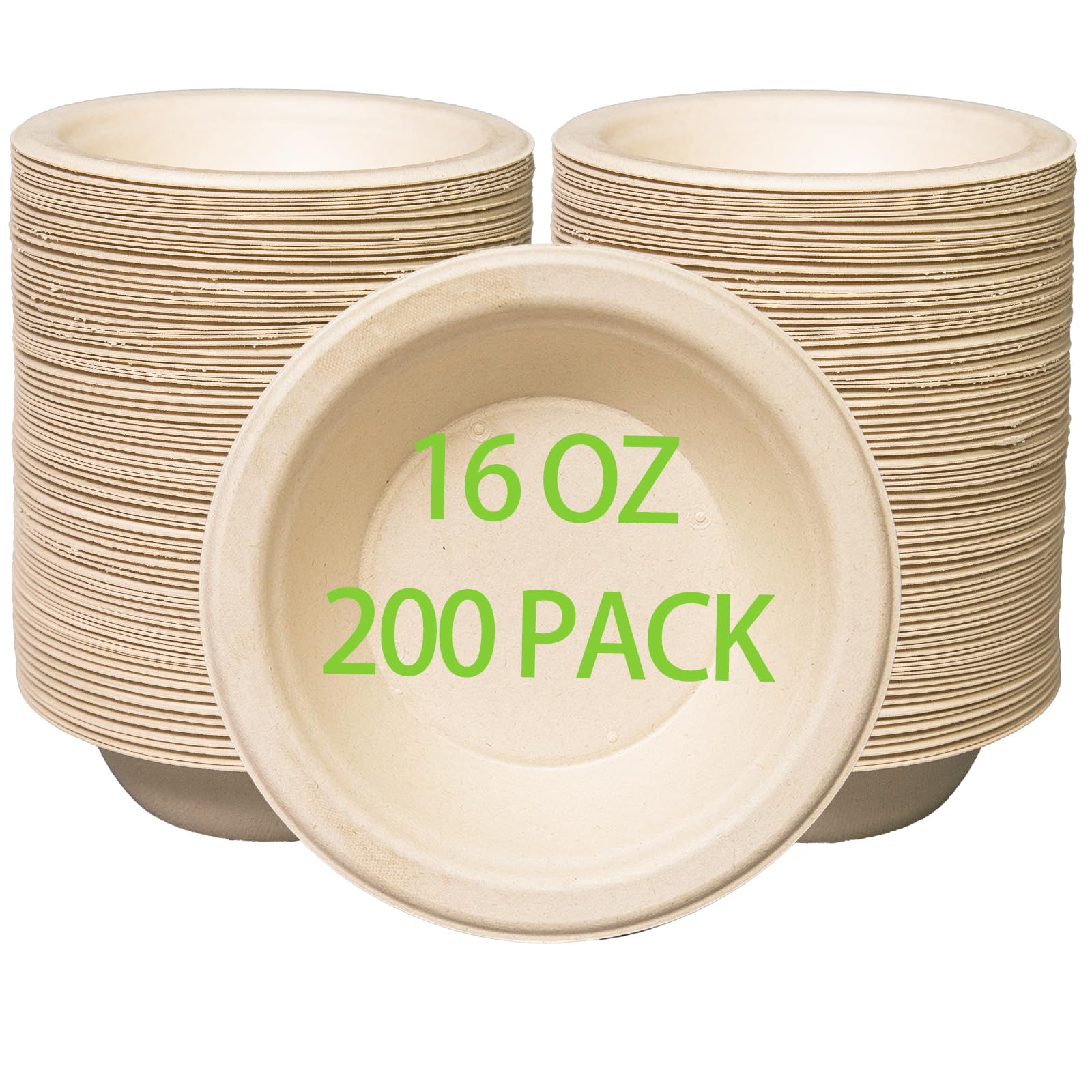 Amazon.com: emlifepak 16 oz Compostable Paper Bowls 200pack, Heavy-Duty ...