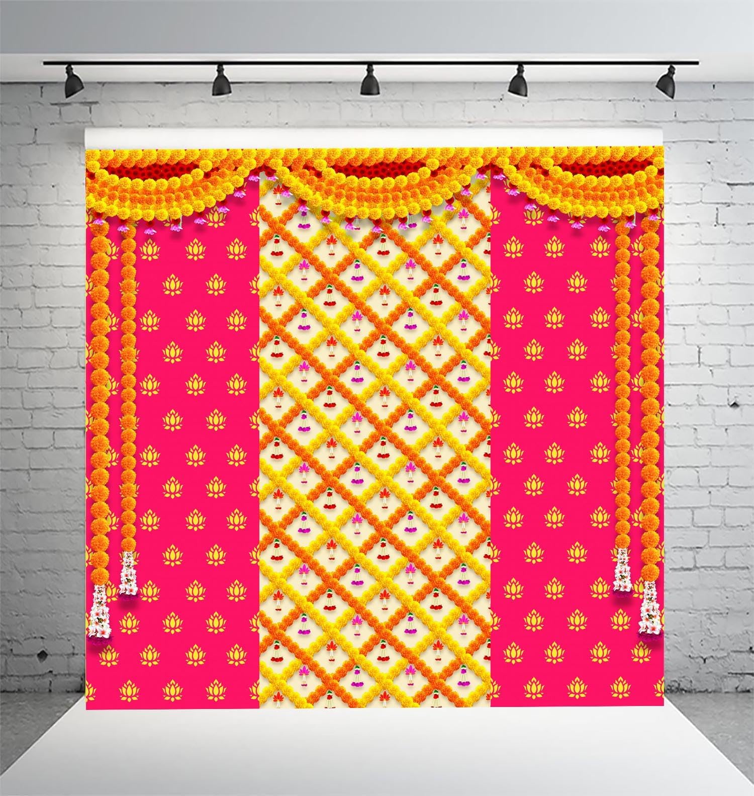 Dhara Gate Pichwai Mural Art Printed (8FT-8FT) Backdrop Cloth for Pooja ...