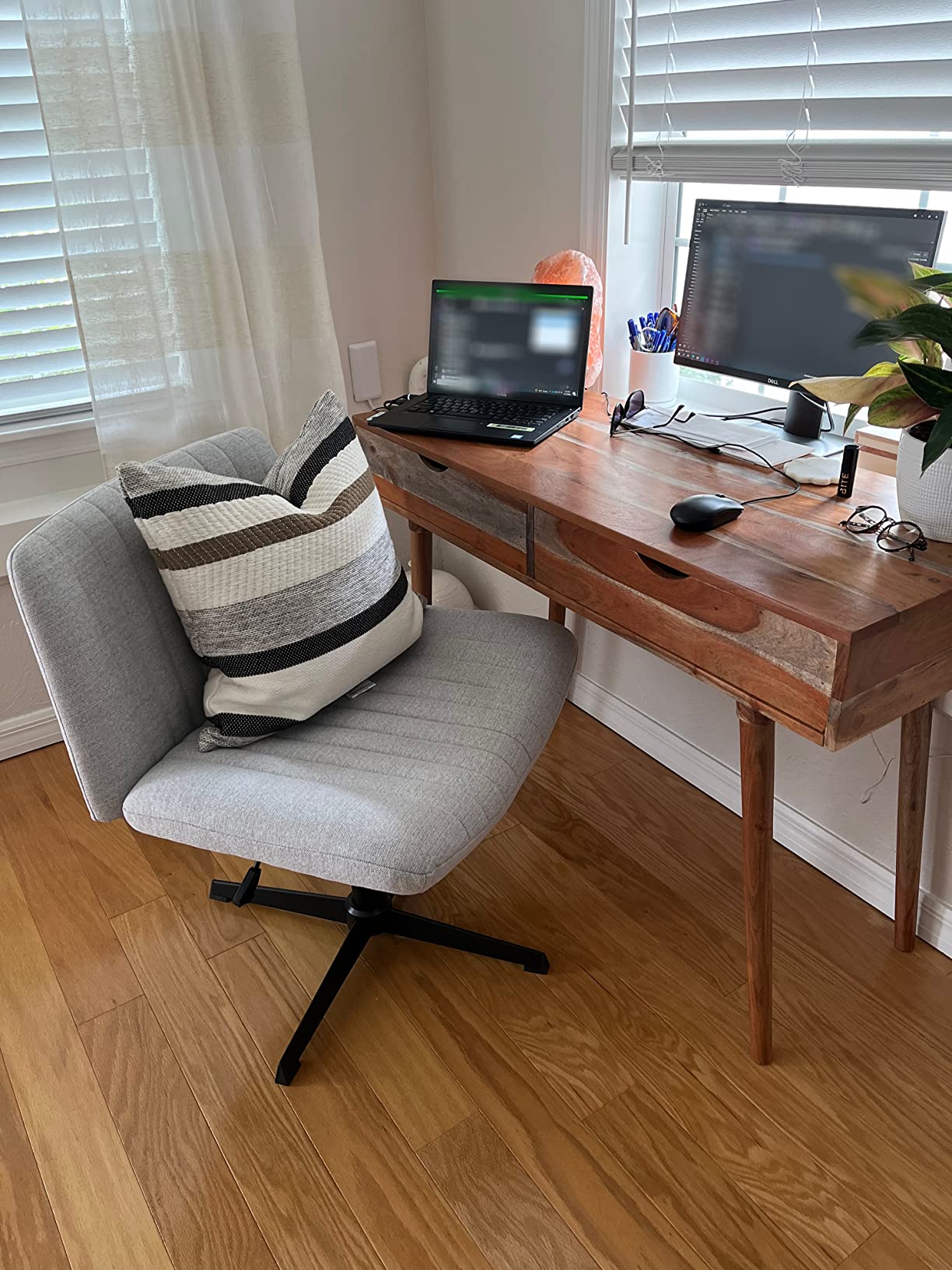 $25/mo - Finance PUKAMI Armless Office Desk Chair No Wheels,Fabric ...