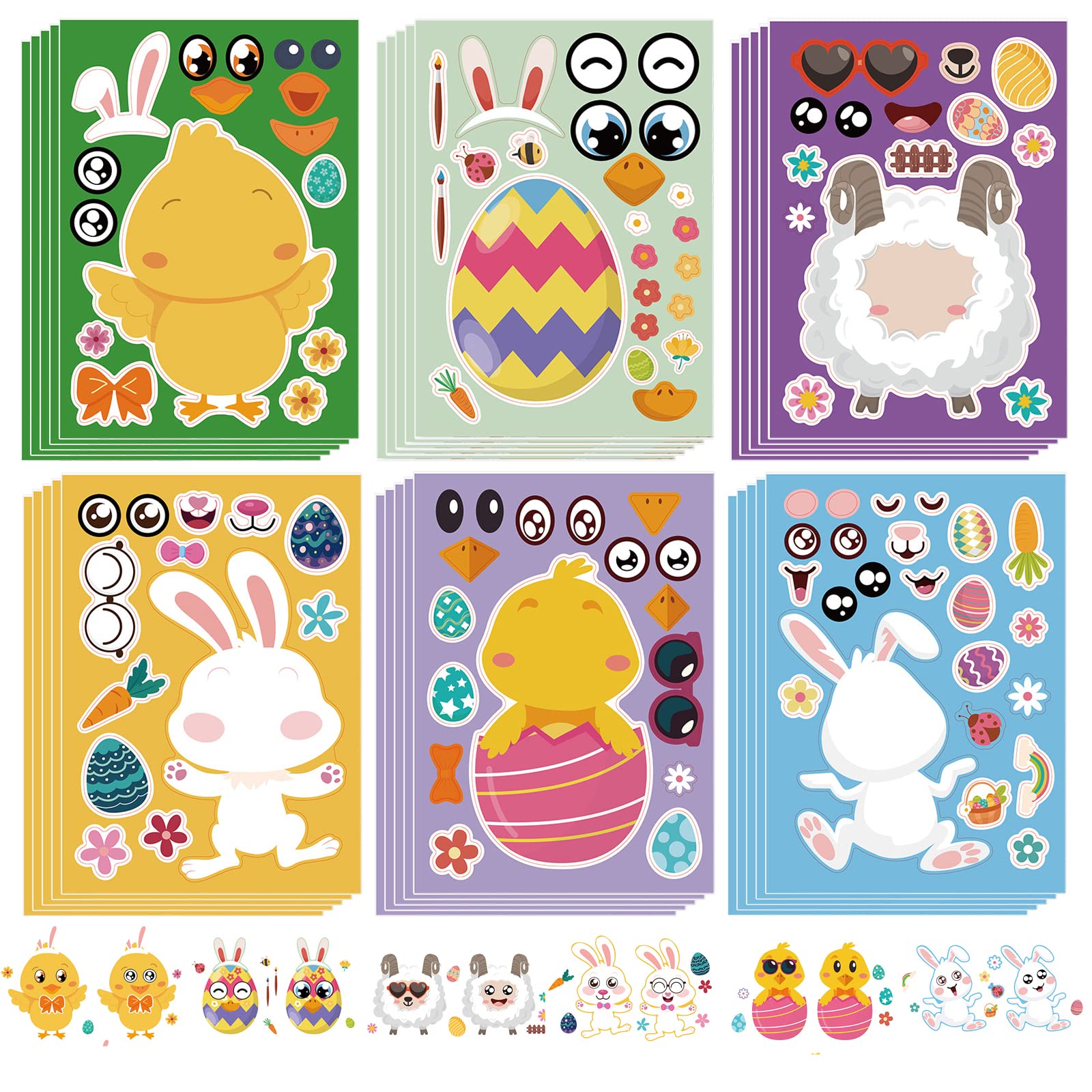 Amazon.com: Jremreo 30 Sheets Easter Stickers for Kids, Easter DIY Make ...