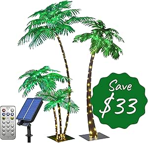 Amazon.com: Lightshare 5FT Electric Palm Tree + 6FT Solar Palm Tree for ...