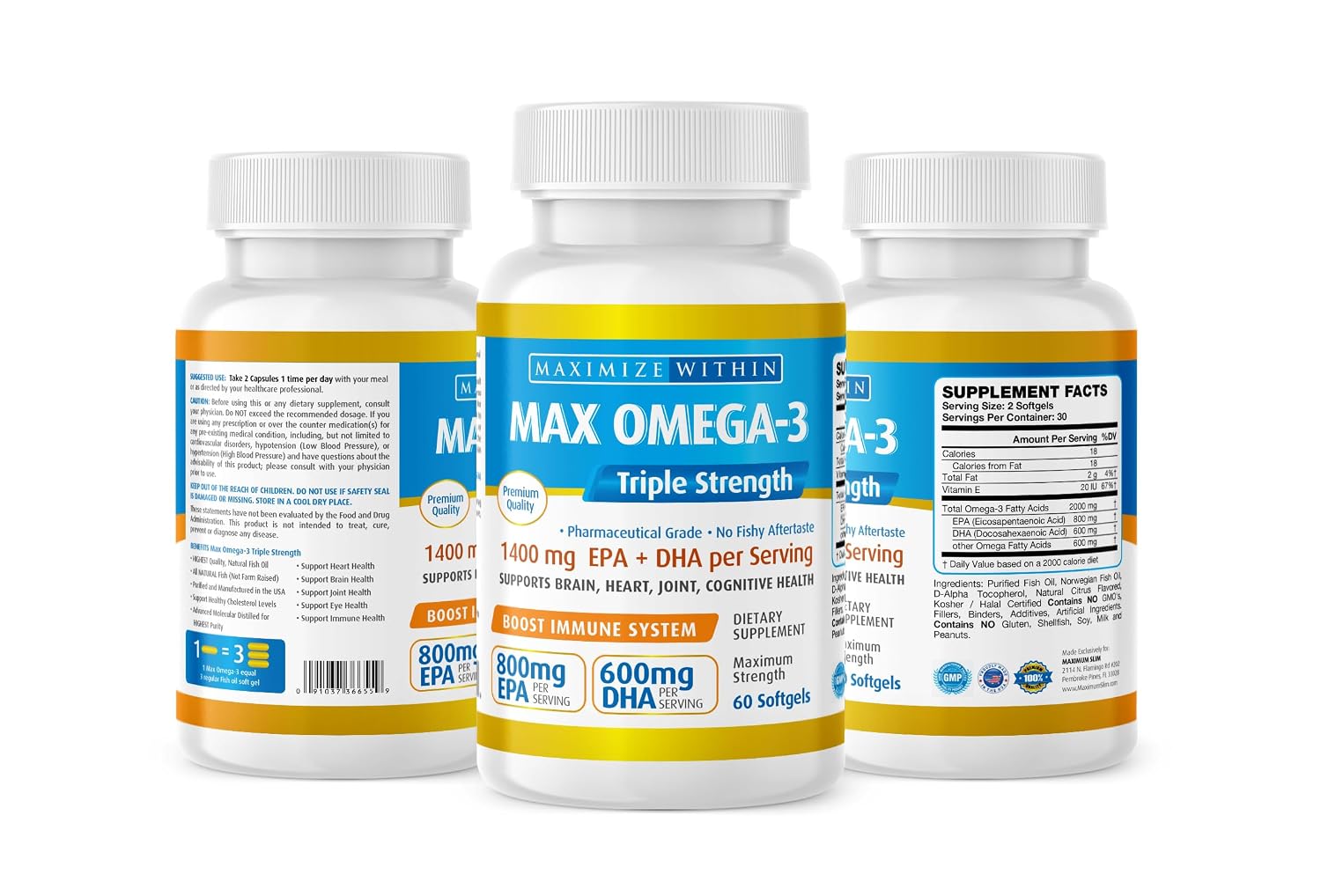 Maximum Slim Max Cápsulas de Óleo de Peixe Omega 3 – Suplemento de Óleo ...