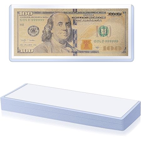 Amazon.com : Prasacco 10 Pcs Currency Sleeves, Dollar Bill Holder Clear ...