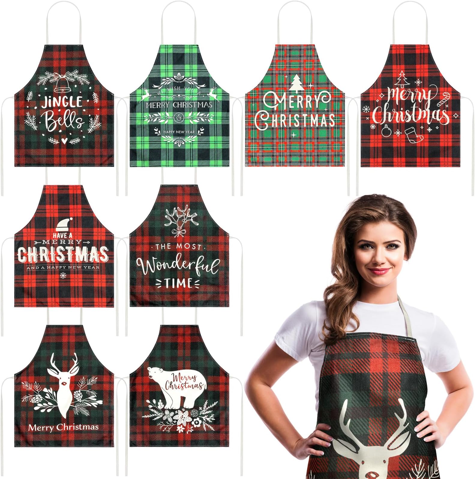 Amazon.com: Twistover 8 Pcs Holiday Kitchen Aprons Waterproof Seasonal ...